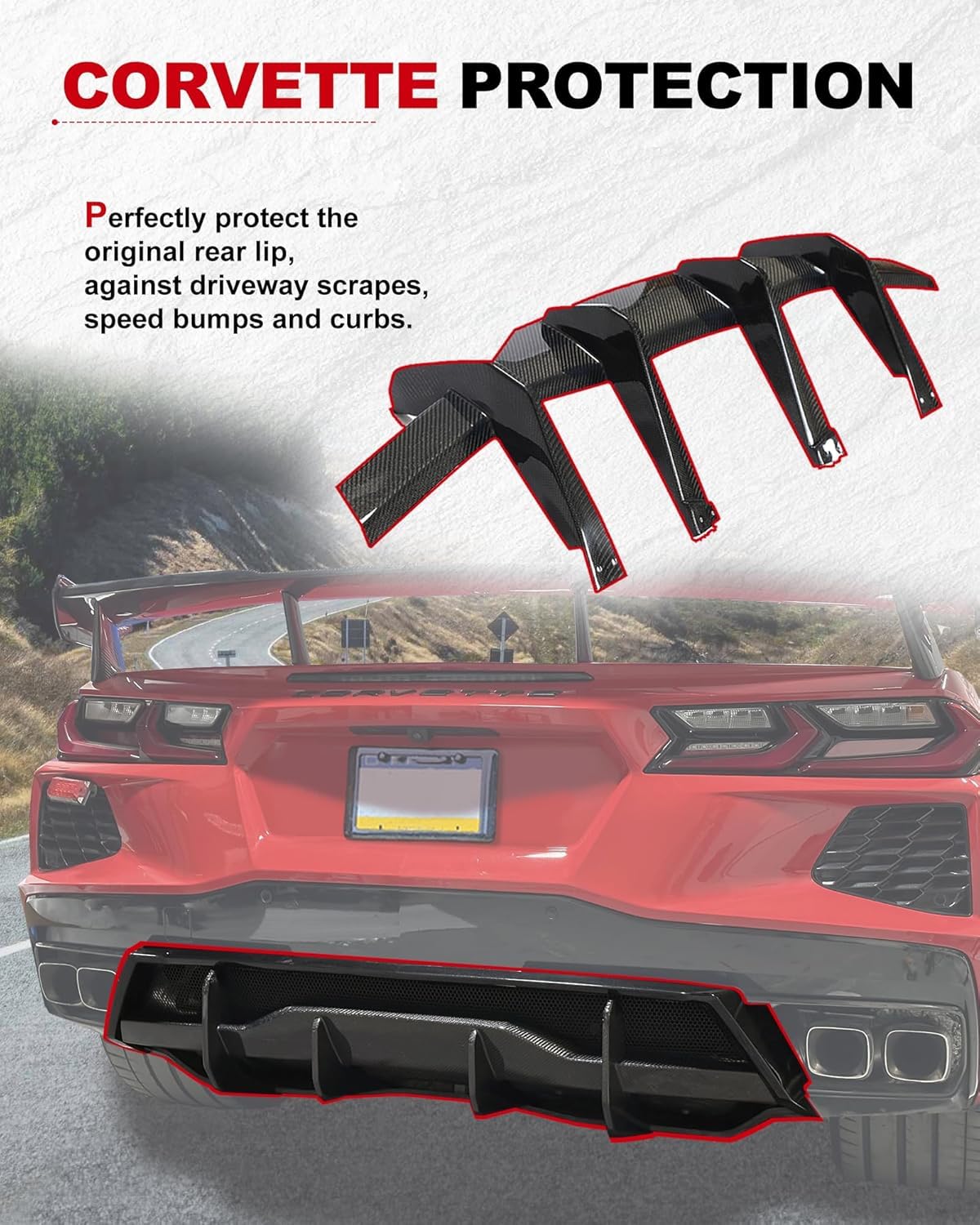 C8 Stingray Rear Diffuser For 2020-2025 Chevy Corvette C8 Stingray Rear ...