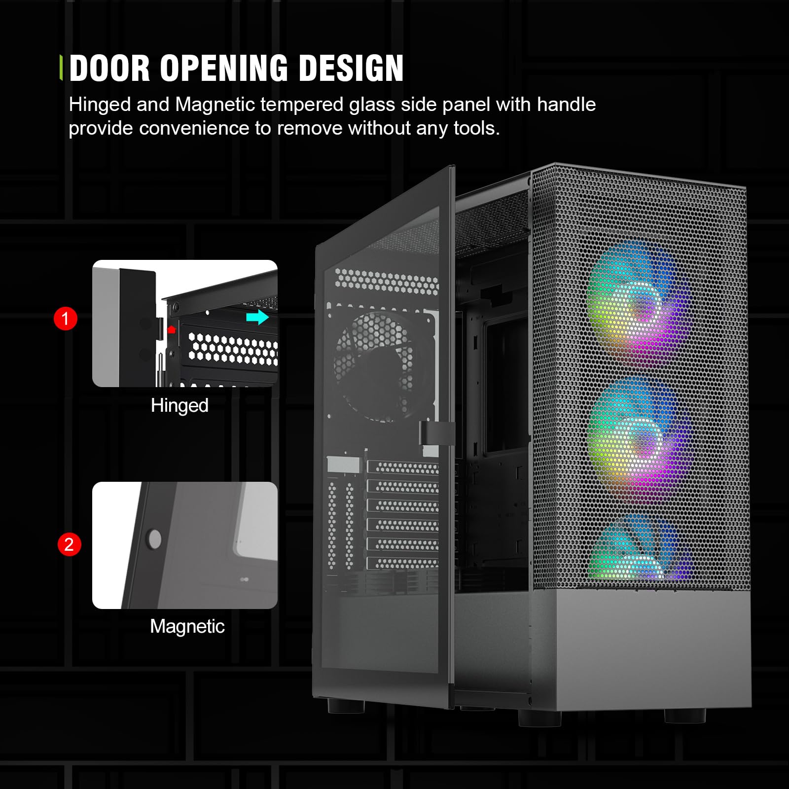 Buy Vetroo A03 Pink Mid-Tower ATX Gaming PC Case, Pre-Installed 3X ARGB ...