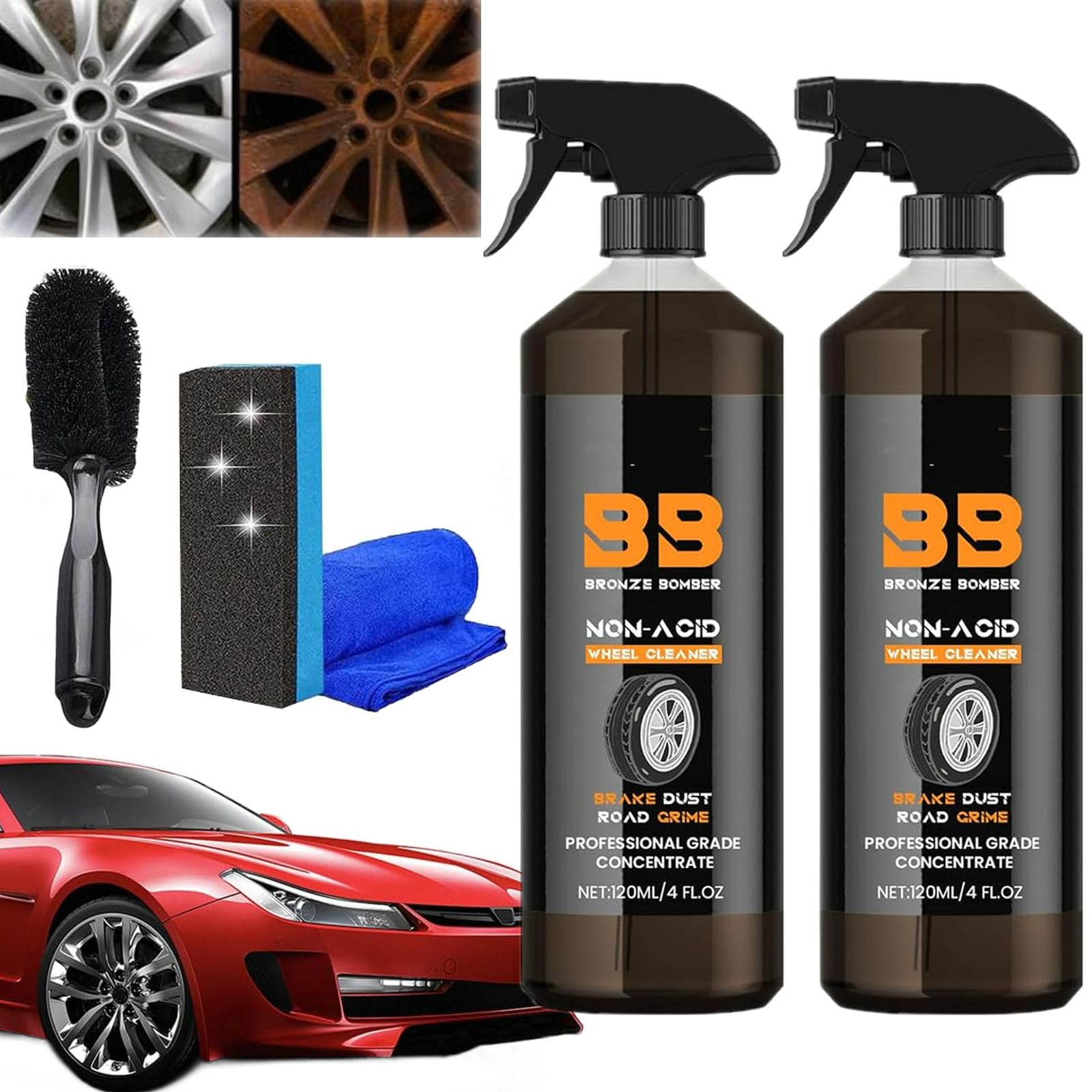 Amazon.com: DENGWANG Bronze Bomber Non-Acid Wheel Cleaner, 4oz Brake ...