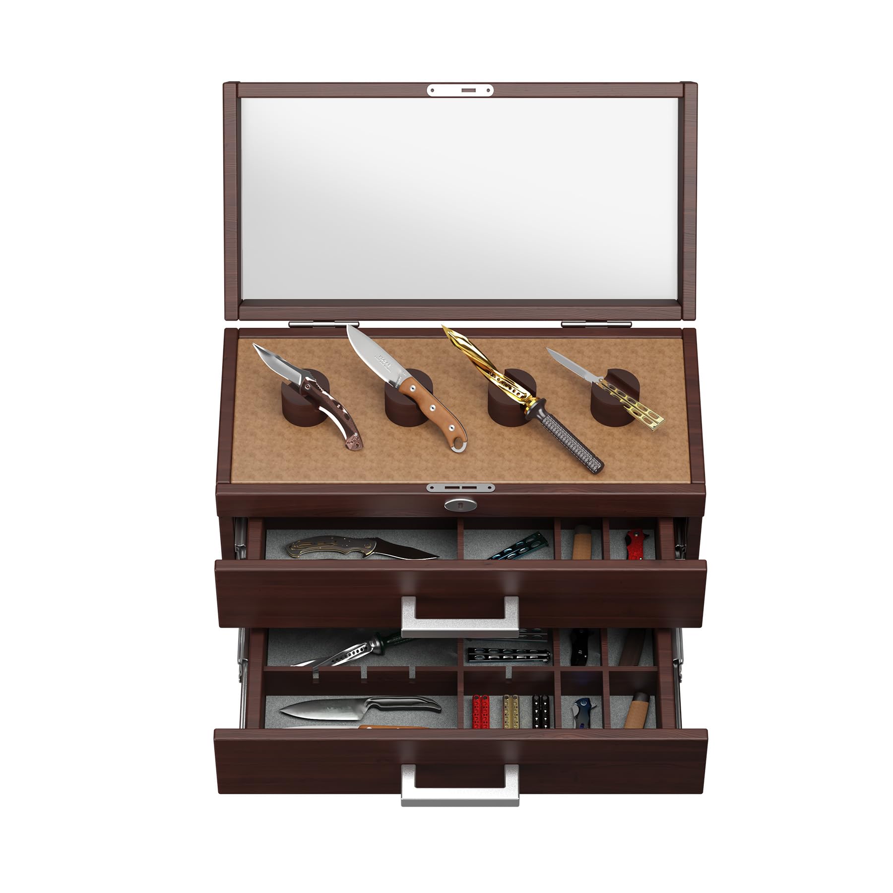 Amazon.com: 3 Tier Pocket Knife Display Case with 2 Drawers,Wooden ...