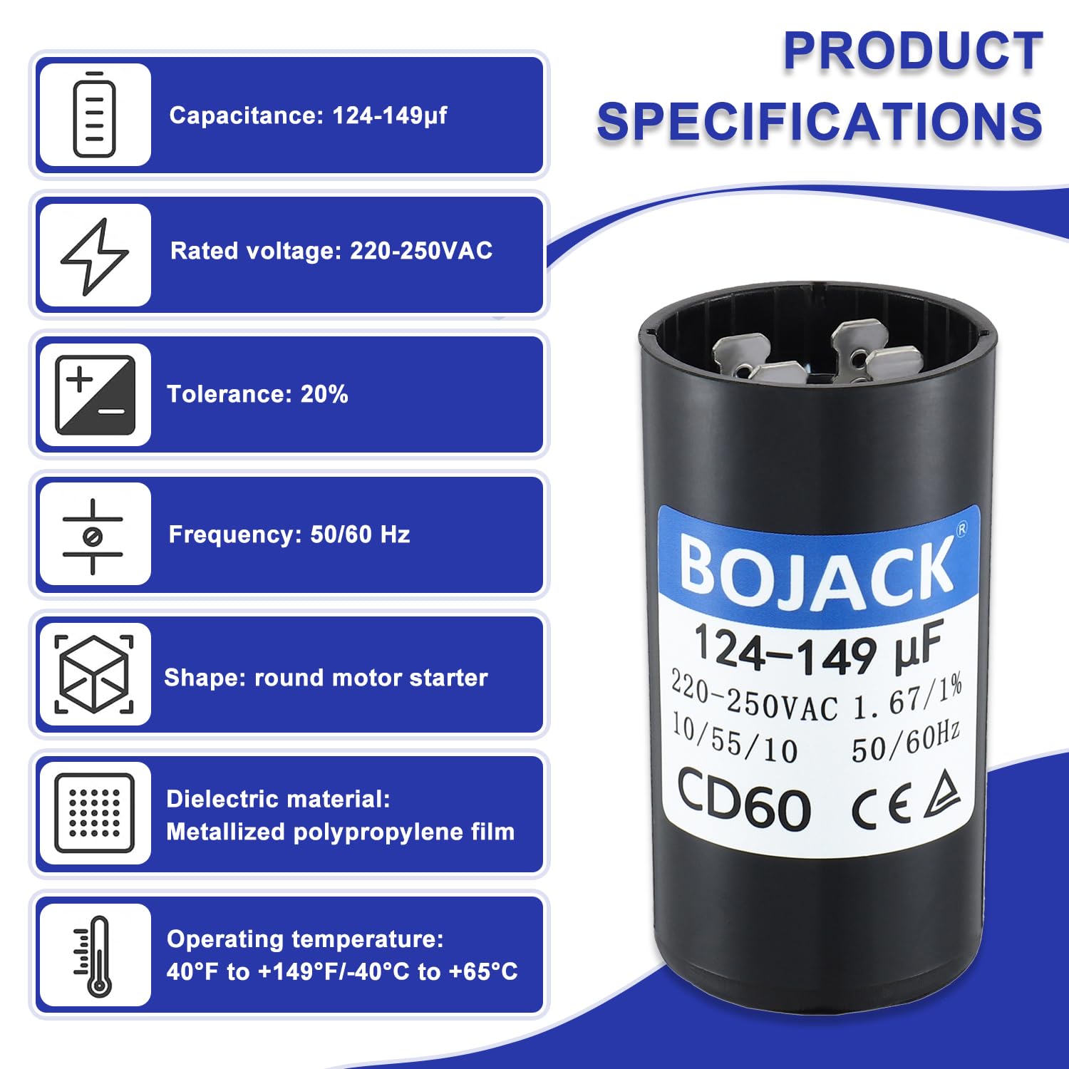 Snapklik.com : 124-149 uF/MFD 220-250 VAC Voltes 50/60 Hz Universal ...