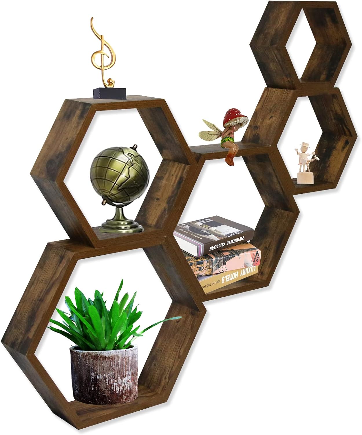 Amazon.com: Goizxol Hexagon Floating Shelves Wall Mounted Farmhouse ...