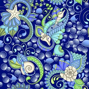 Amazon.com: QT Fabrics Seashell Mystique by Debi Payne 29520 N Navy ...