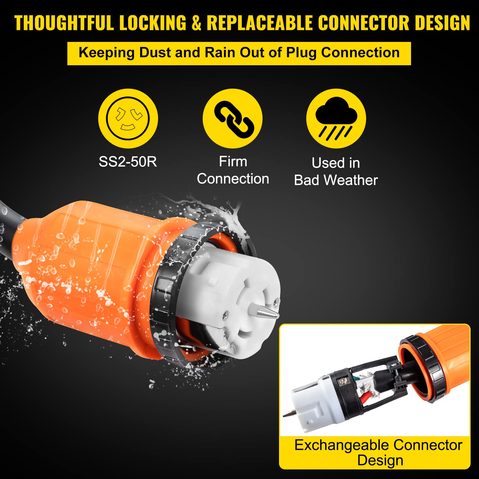 Generator Cord, 30' Generator Power Cord w/Plug in & Out Pin of Inlet ...