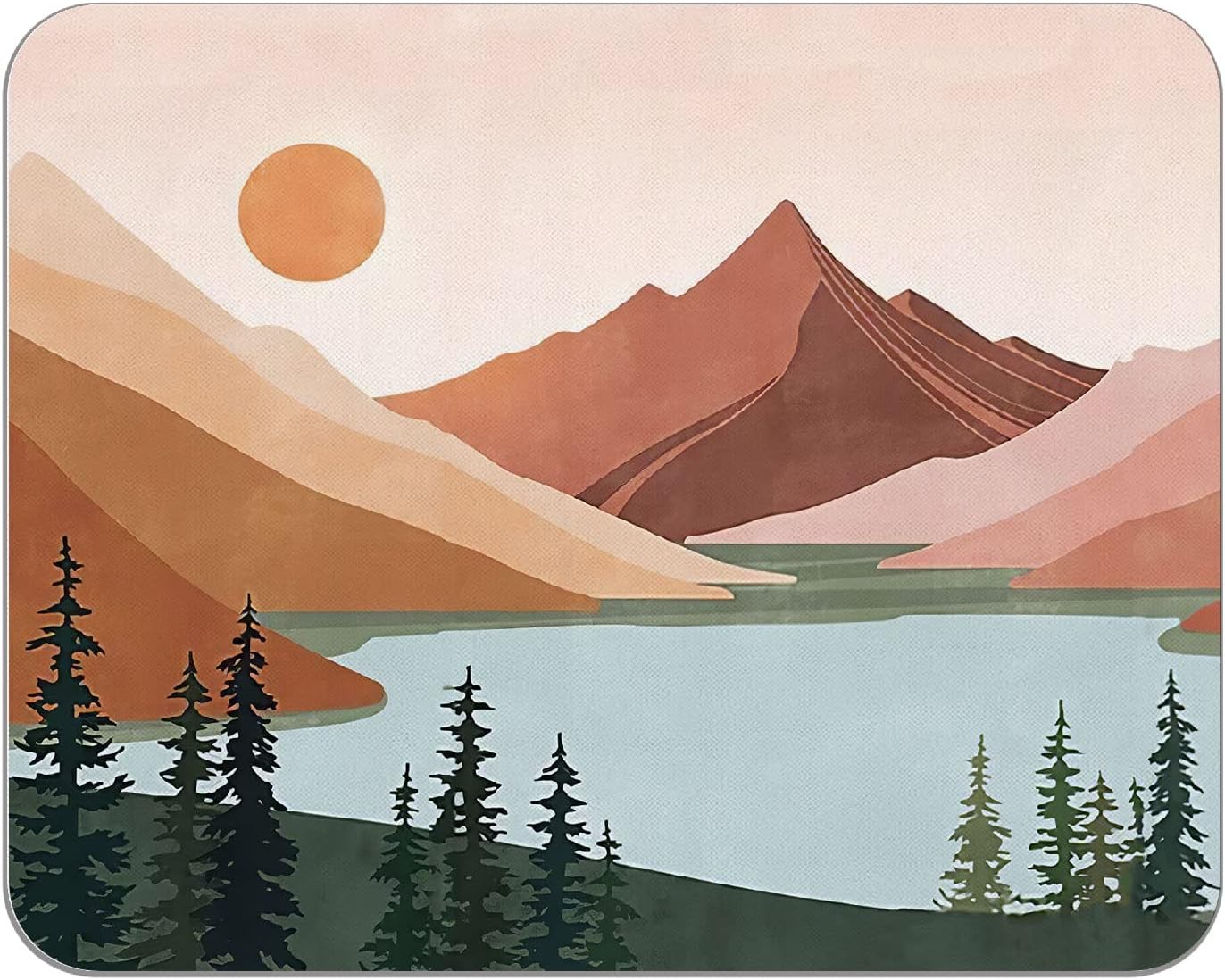 Amazon.com: OFlich Abstract Boho Sun Mountain Forest Lake Nature Landscape Mousepad 9.5×7.9 Inch ...