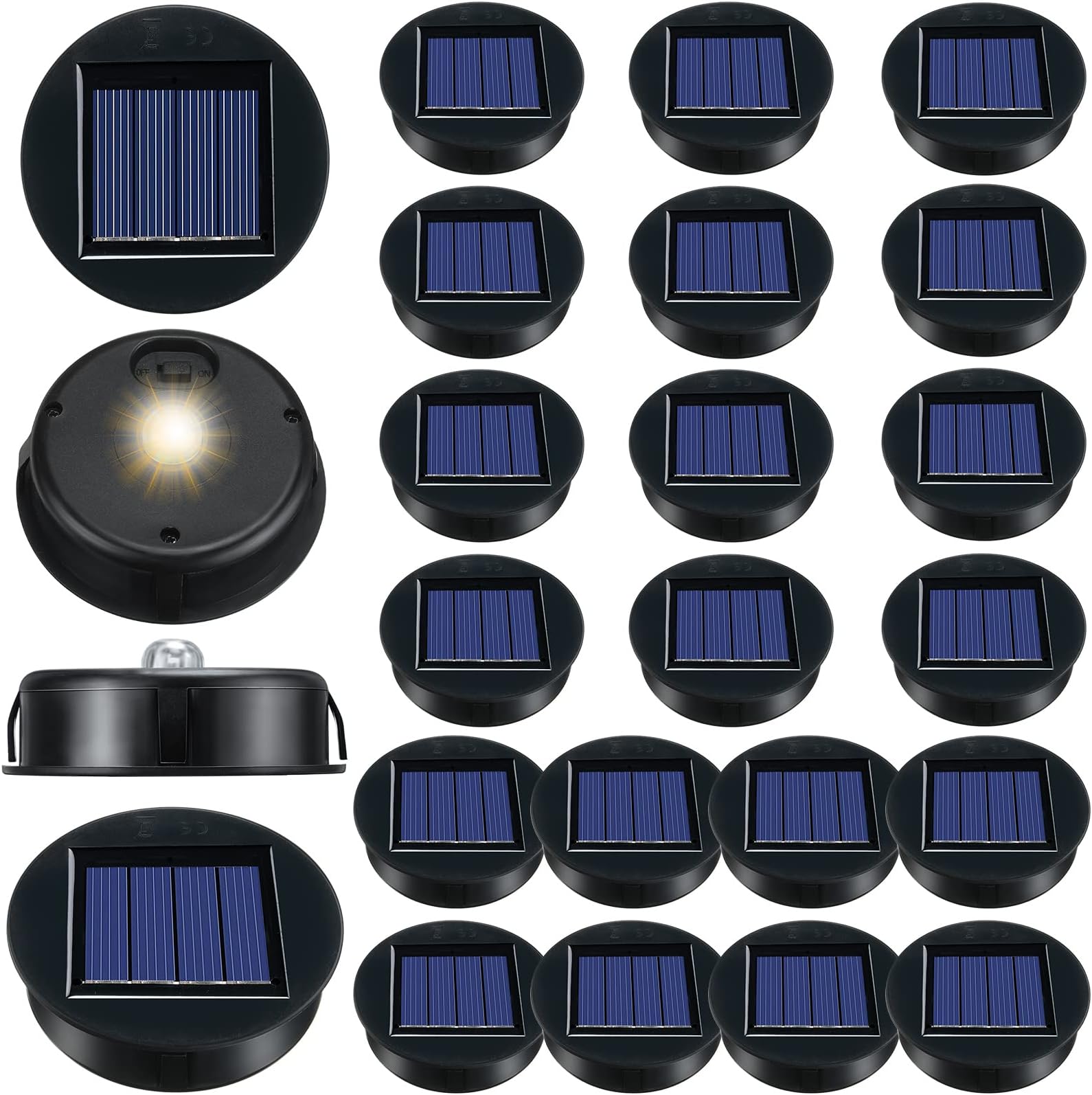 Amazon.com: 24 Pieces Replacement Solar Light Top Parts Waterproof Warm ...