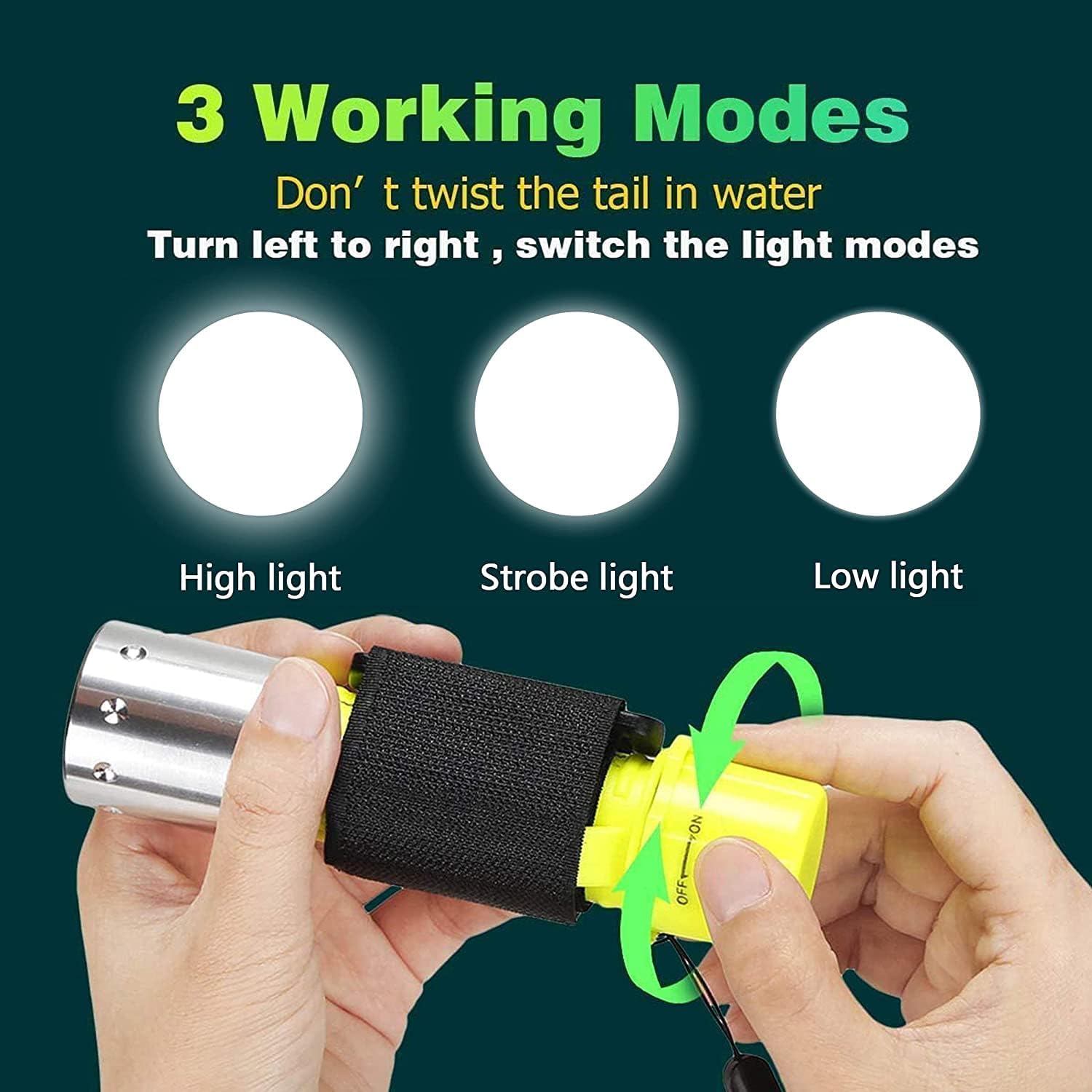 Professional Diving Torch, Super Bright Scuba Dive Light Torch 3 Modes ...