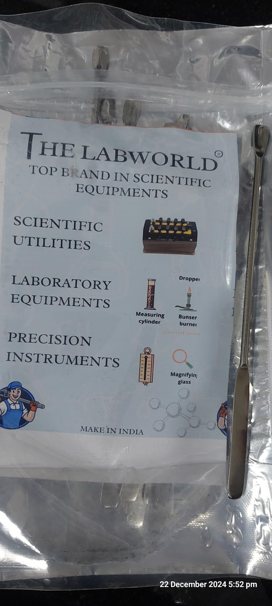 Labworld Stainless Steel Micro Wire Spatula Spoon double ended for ...