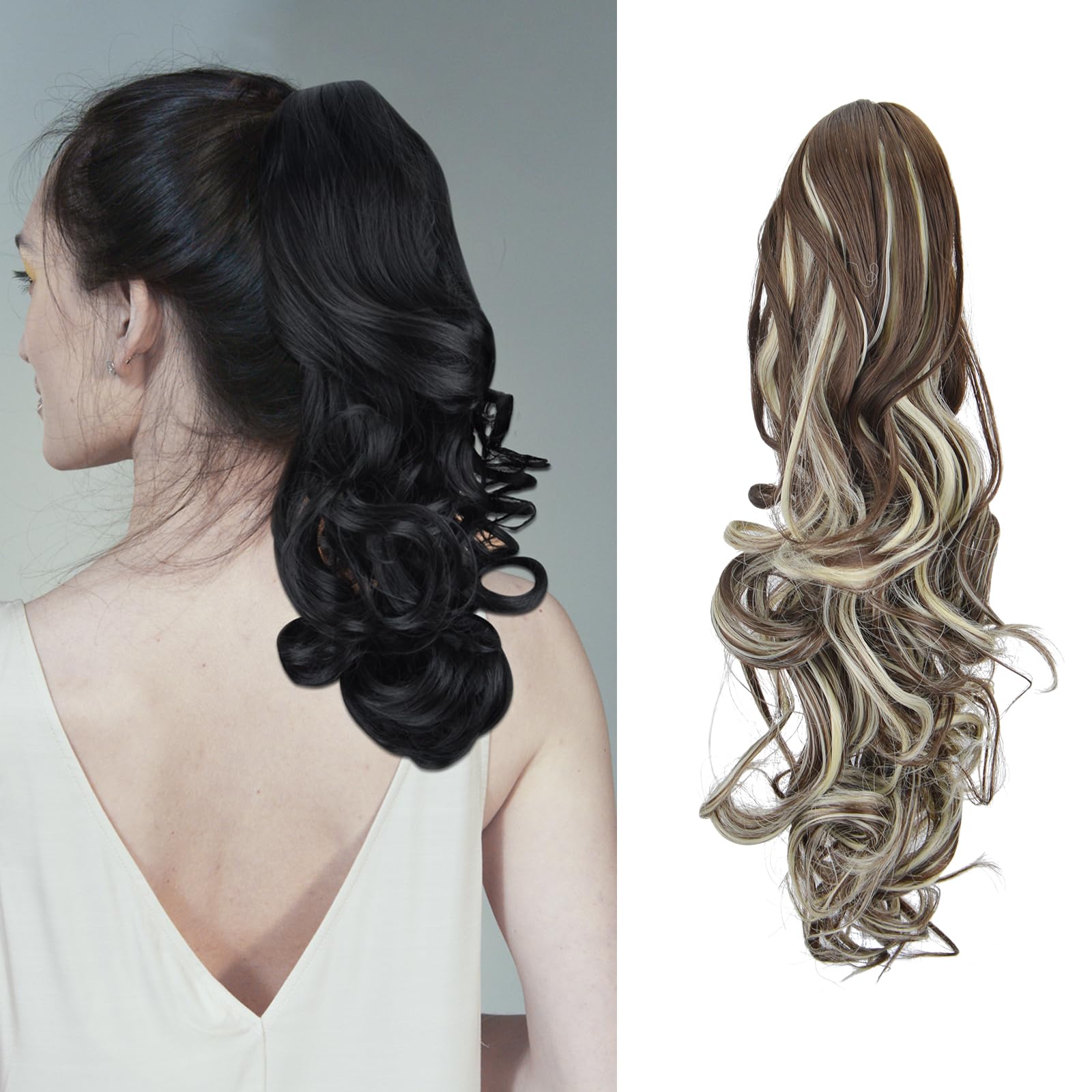 Amazon.com : STYLER 14 Inch Multi-brown Ponytail Wig with Jaw Claw Clip ...