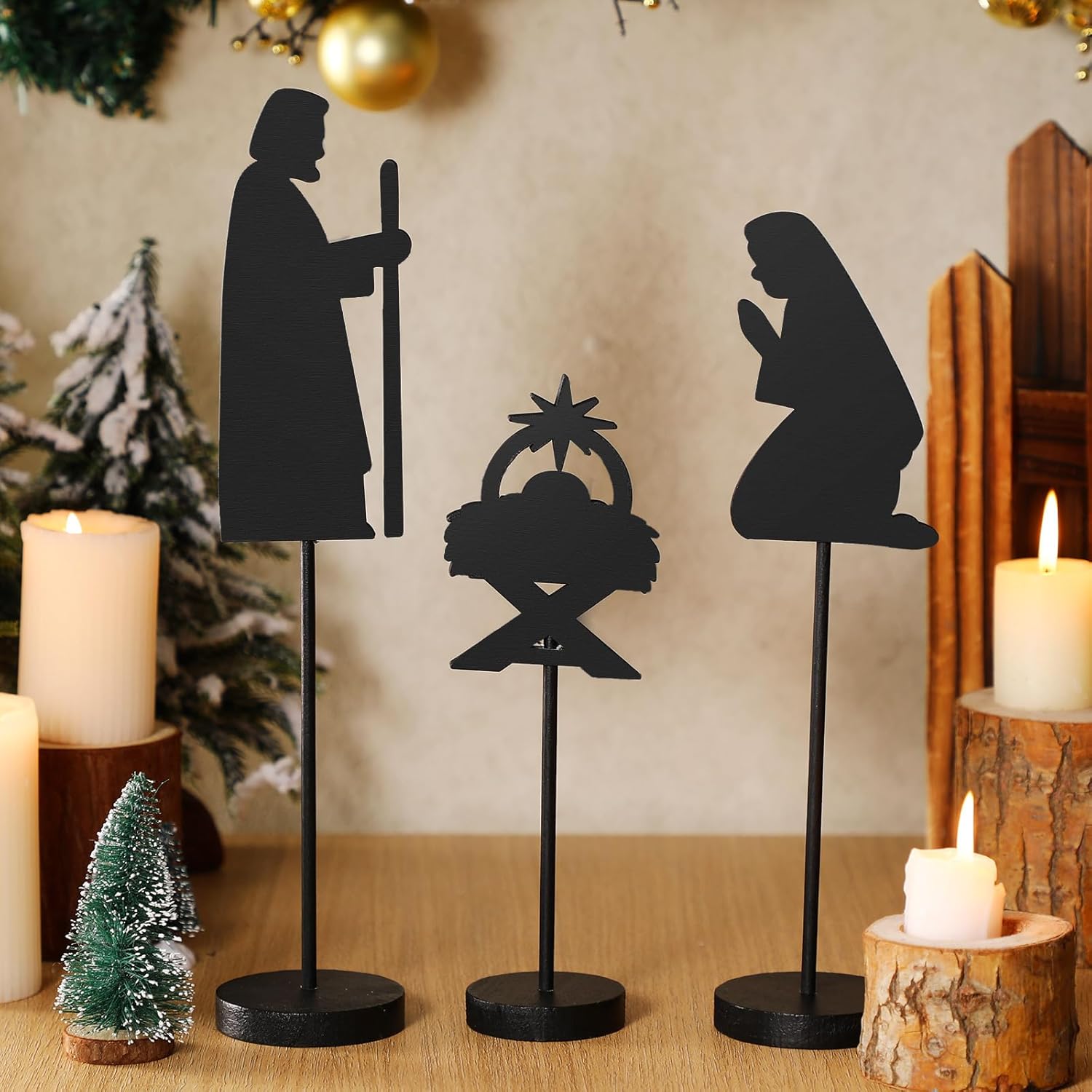 Amazon.com: Geetery 3 Pcs Christmas Wood Table Decor Tall Standing ...