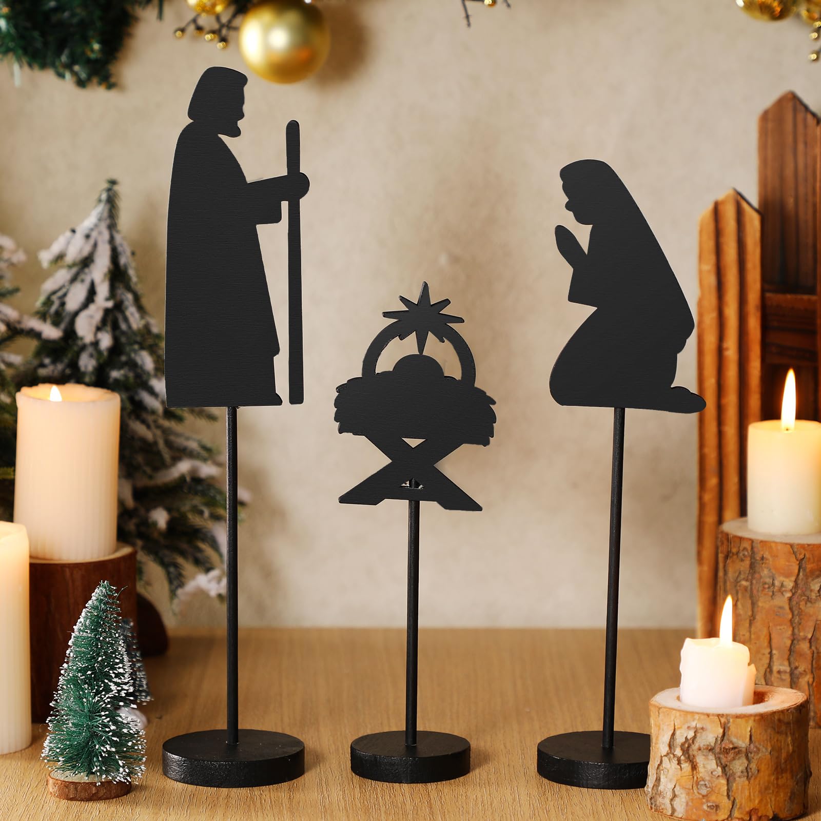 Amazon.com: Geetery 3 Pcs Christmas Wood Table Decor Tall Standing ...