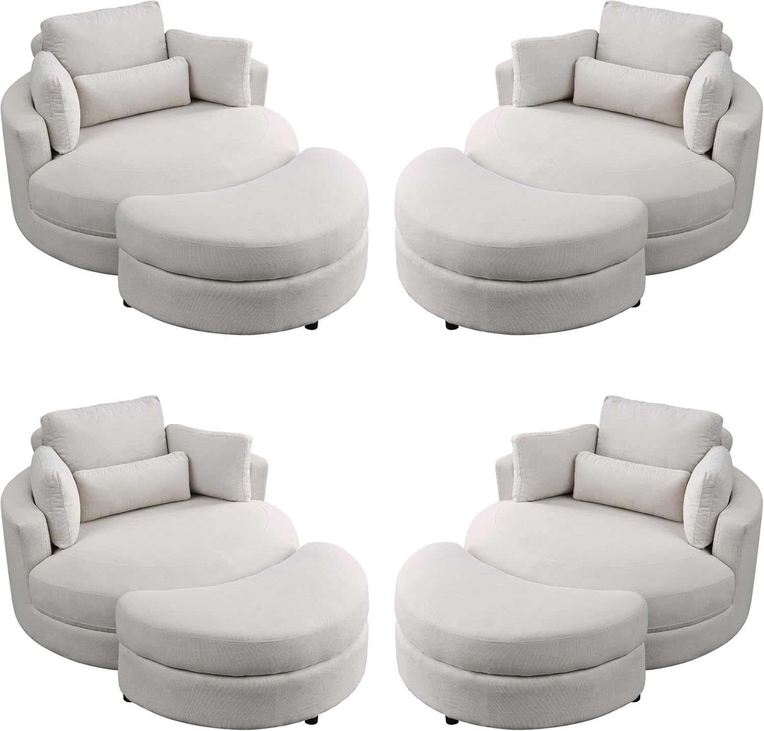 Amazon.com: 51" Oversized Swivel Accent Barrel Chair W/Storage Ottoman ...