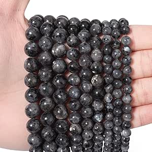 35pcs 10mm Natural Stone Beads Black Larvikite Beads Energy Crystal Healing Power Gemstone for ...
