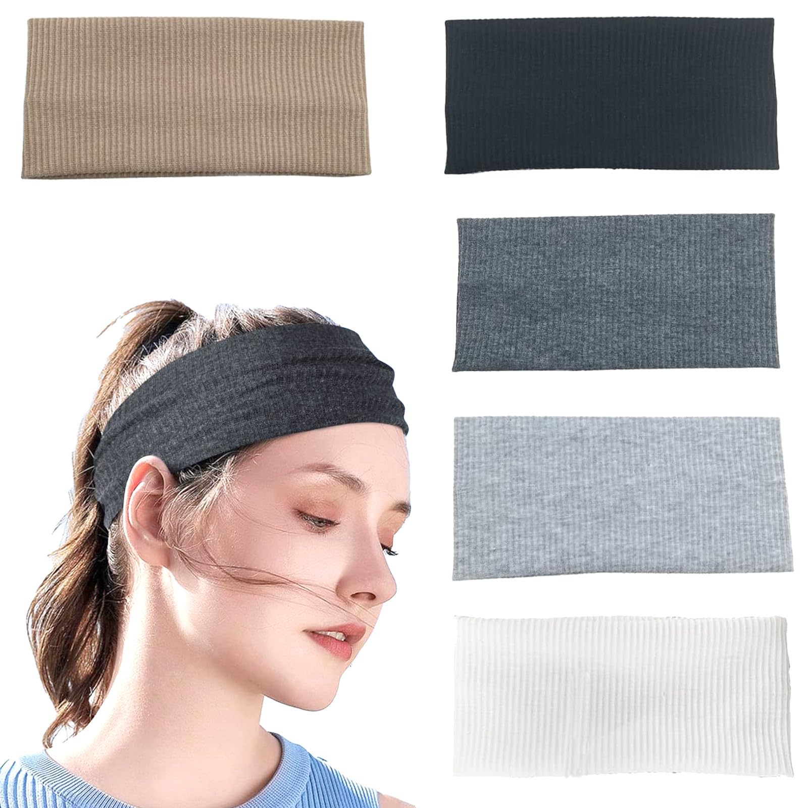 Headbands for Women,5 Pcs Elastic Non Slip Head Bands Lightweight Sweat ...