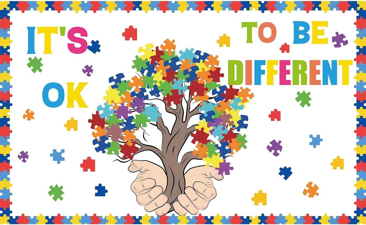 Amazon.com : Zliisang 5.9X 3.6ft Autism Awareness Backdrop Autism ...