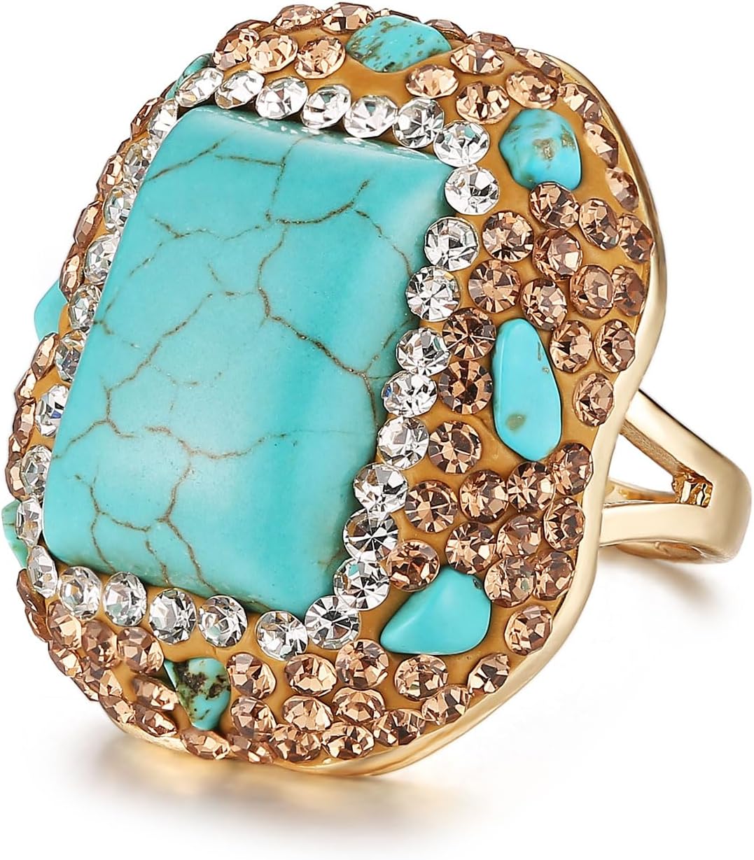Amazon.com: HZMAN Turquoise Ring for Women Retro Antique Cubic Zirconia ...