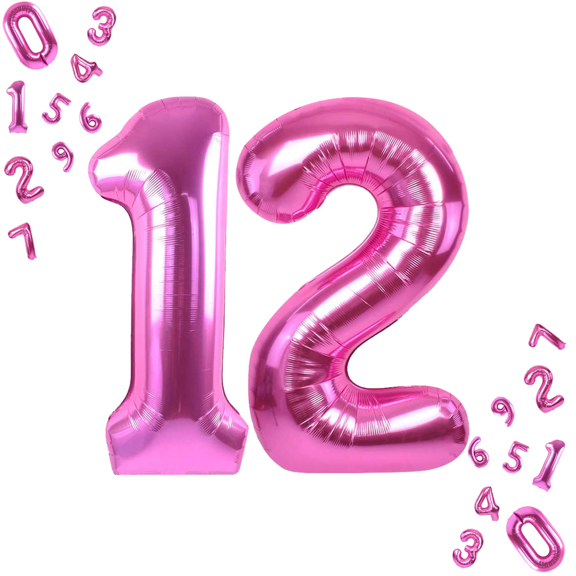 Buy KatchOnPink Number 12 Balloon for 12th Birthday - Large, 40 Inch ...