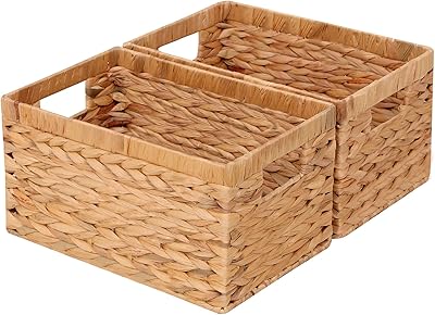 Amazon.com: VATIMA Extra Large Wicker Basket Rectangular with Wooden ...