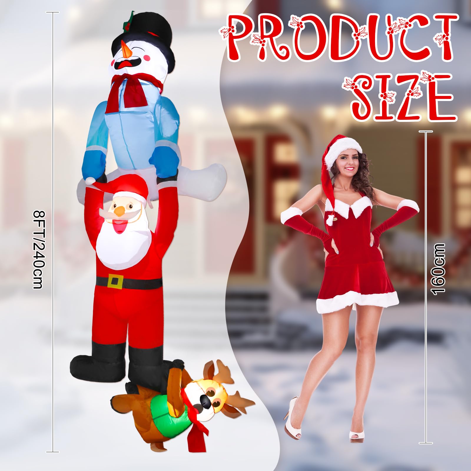 Snapklik.com : 8FT Christmas Inflatable Decoration Snowman Pulling ...