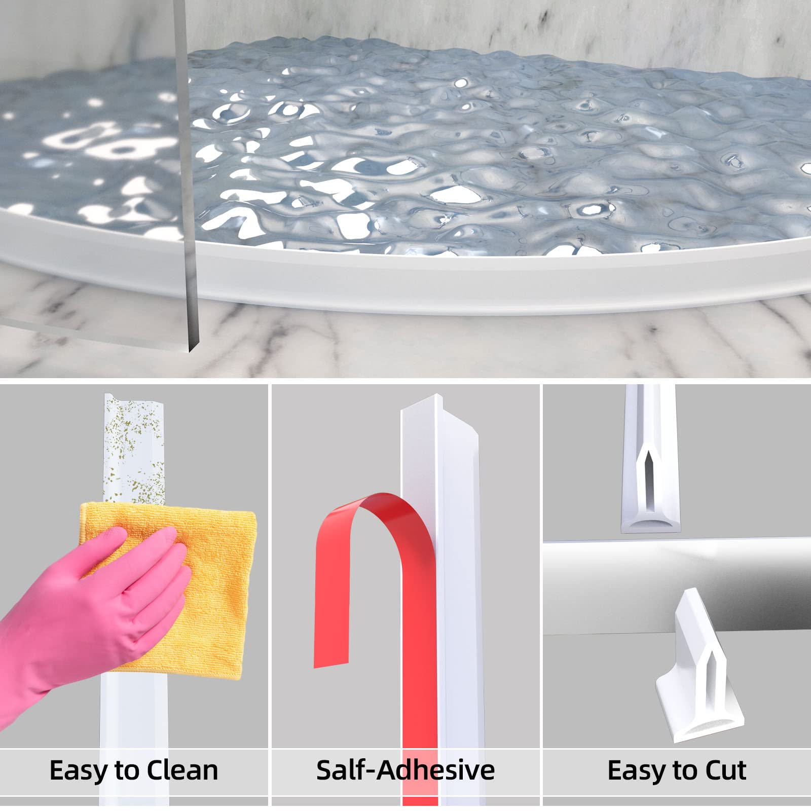 Snapklik.com : 75 Inch Collapsible Shower Dam Water Barrier, Silicone ...