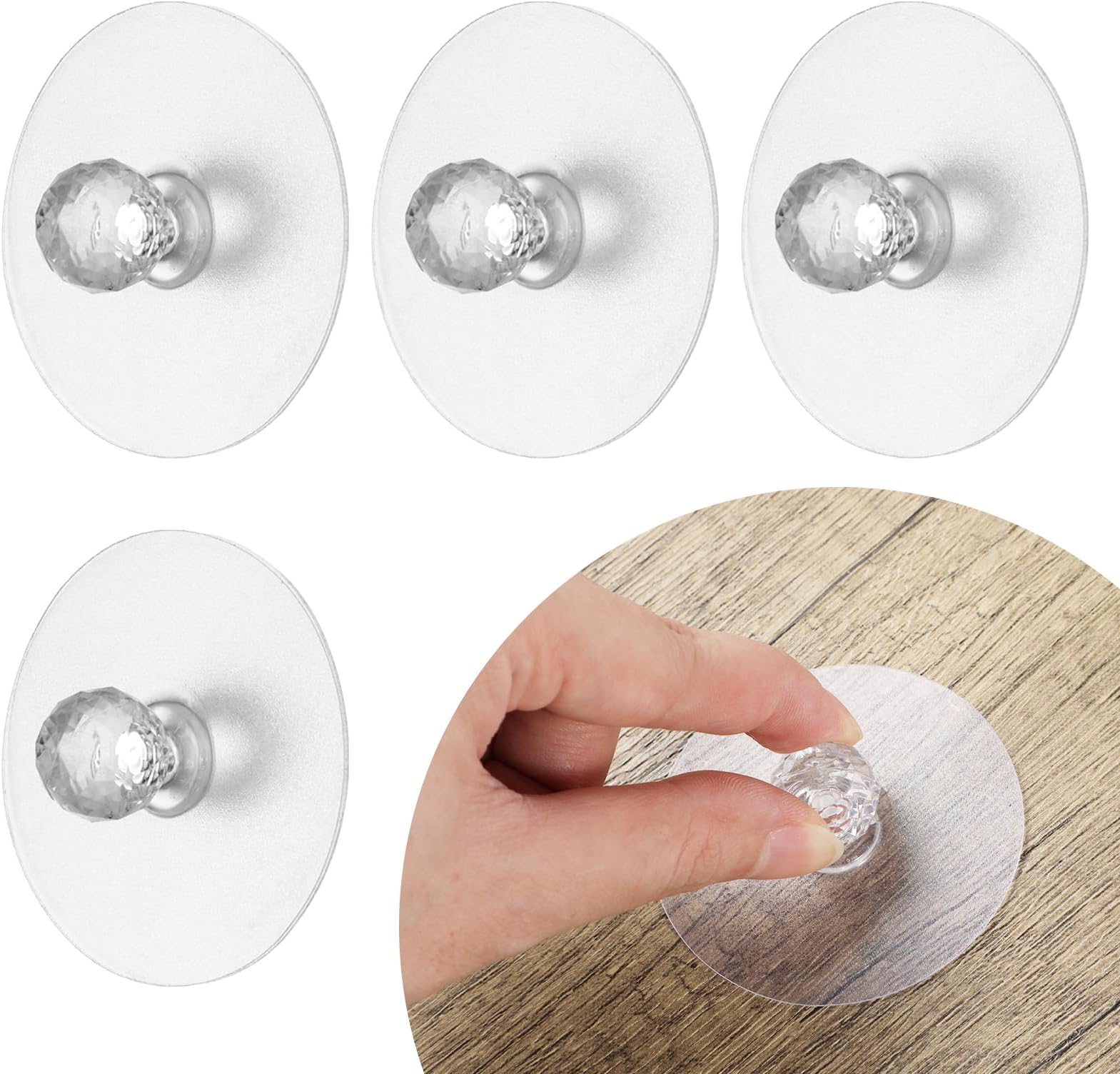HAPY SHOP 36PCS Adhesive Cabinet Knob Clear Acrylic Pulls Handles Stick on Knobs Pulls Handle ...