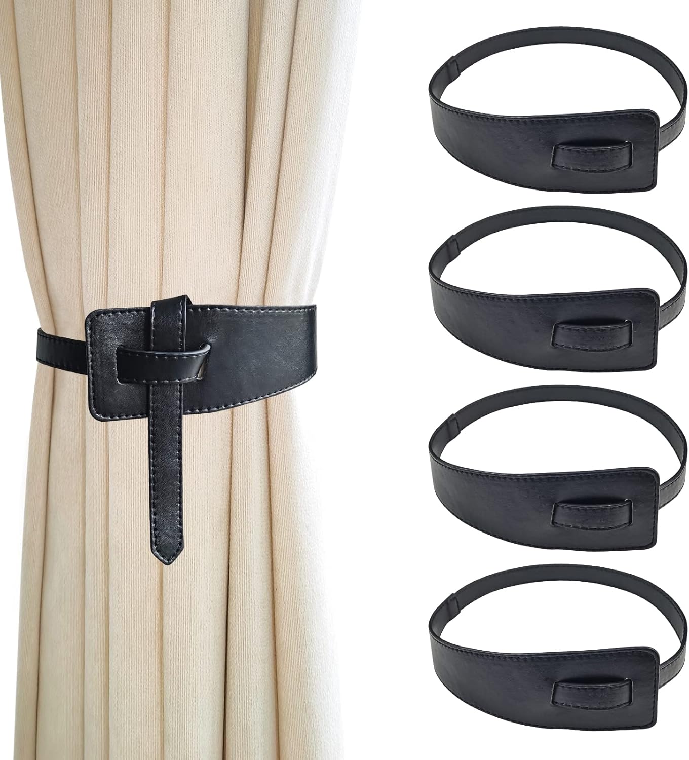 Amazon.com: Leather Curtain Tie Backs, 4 Piece Minimalist Leather ...