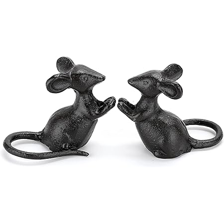 Amazon.com: OwnMy 2 Cast Iron Cute Mouse Figurine Sculpture Black Mice ...