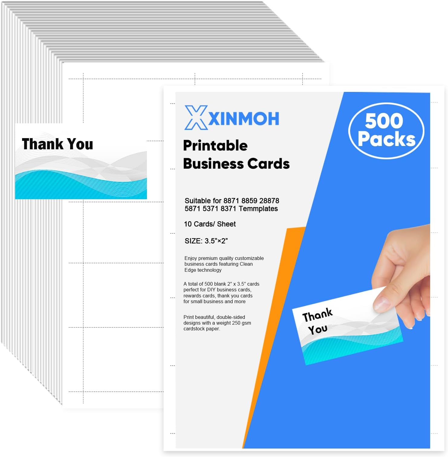 Amazon.com : Colored Business Cards - 25 Sheets / 250 Business Cards ...