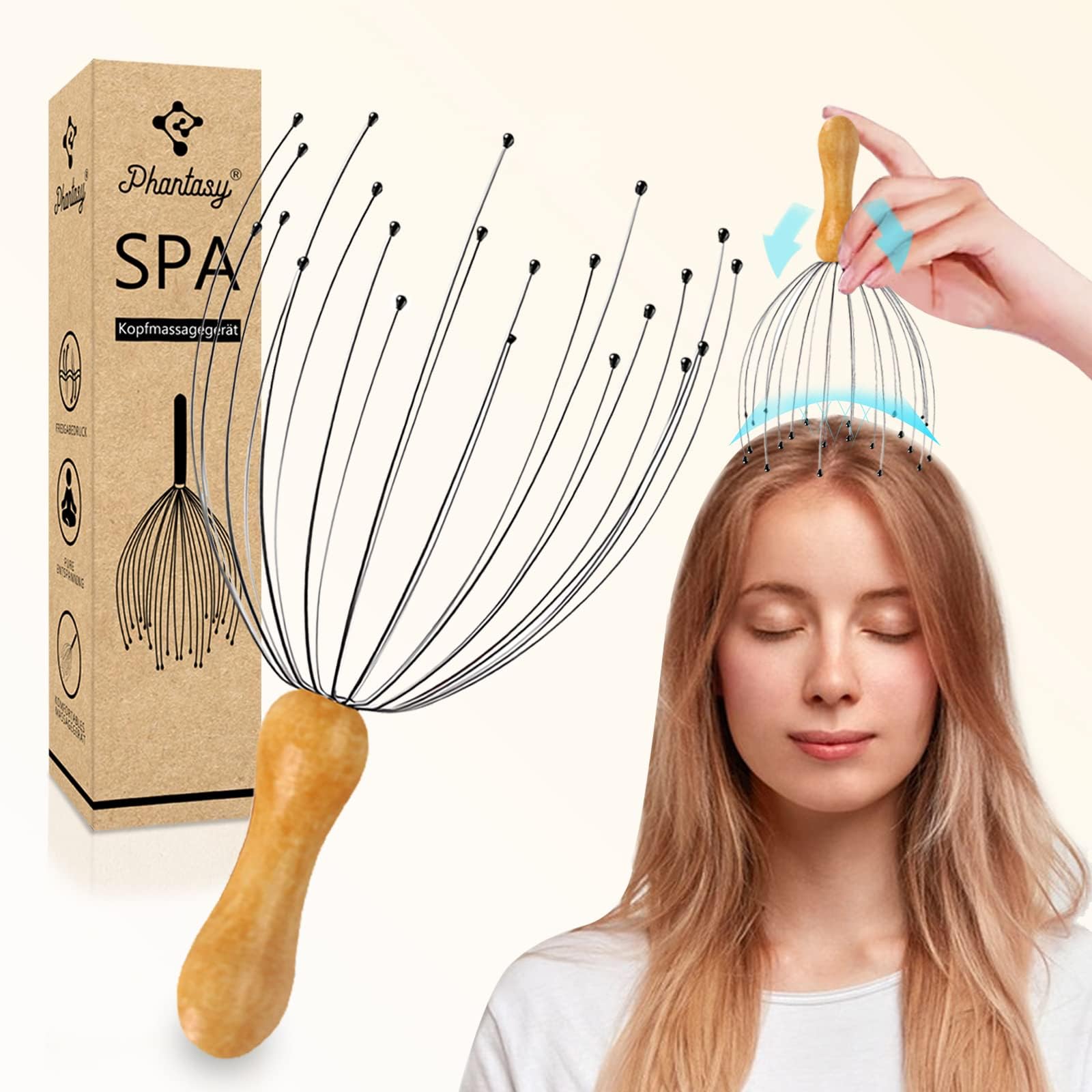 BAMBUA - Kopfmassage Spinne mit 24 Fingern - Bambusgriff - Hergestellt ...