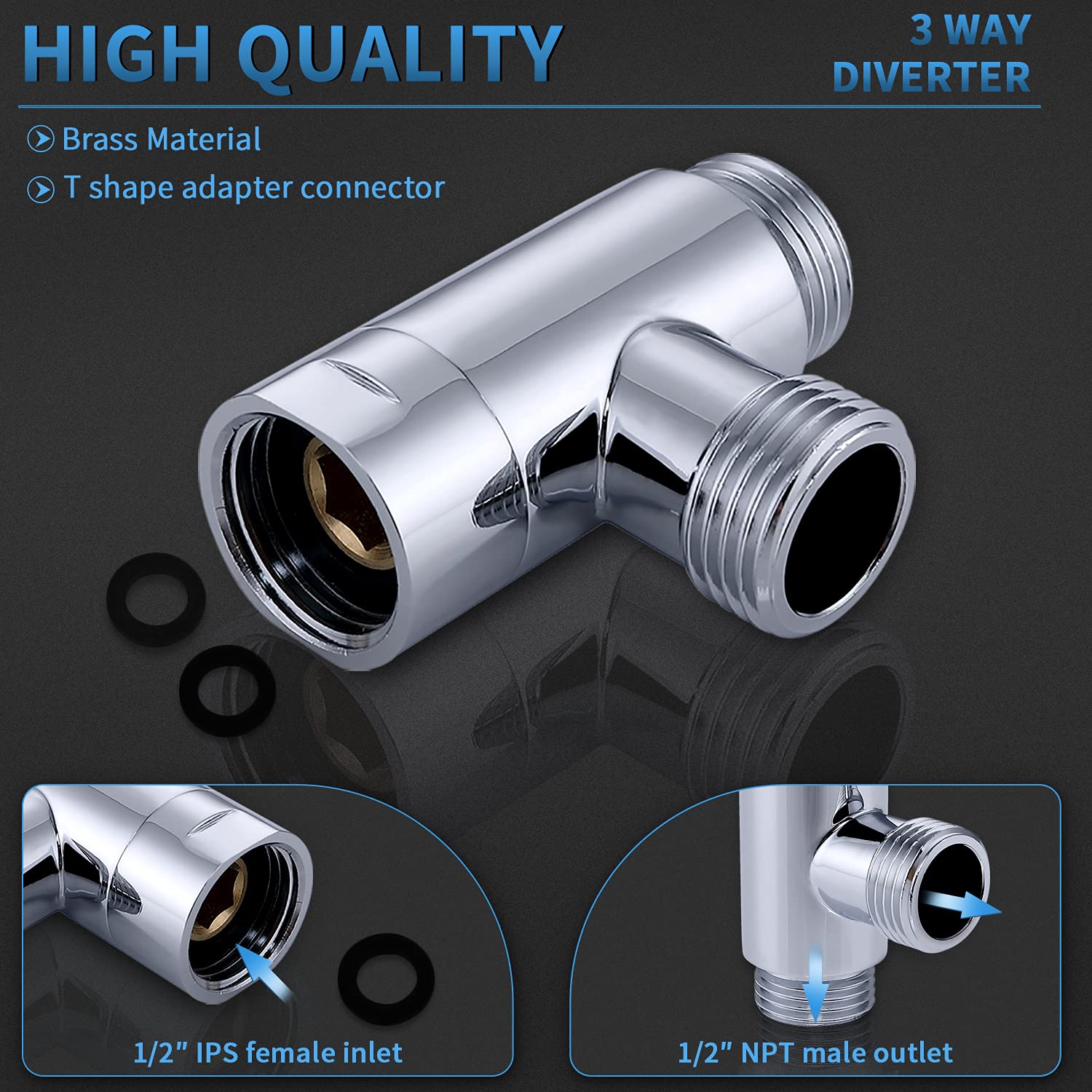 Snapklik.com : G-Promise All Metal 3 Way Diverter Hose Fitting Tee T ...
