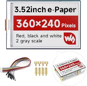 Waveshare 3.52inch e-Paper Display (B), e-Ink Display, 360x240, Red ...