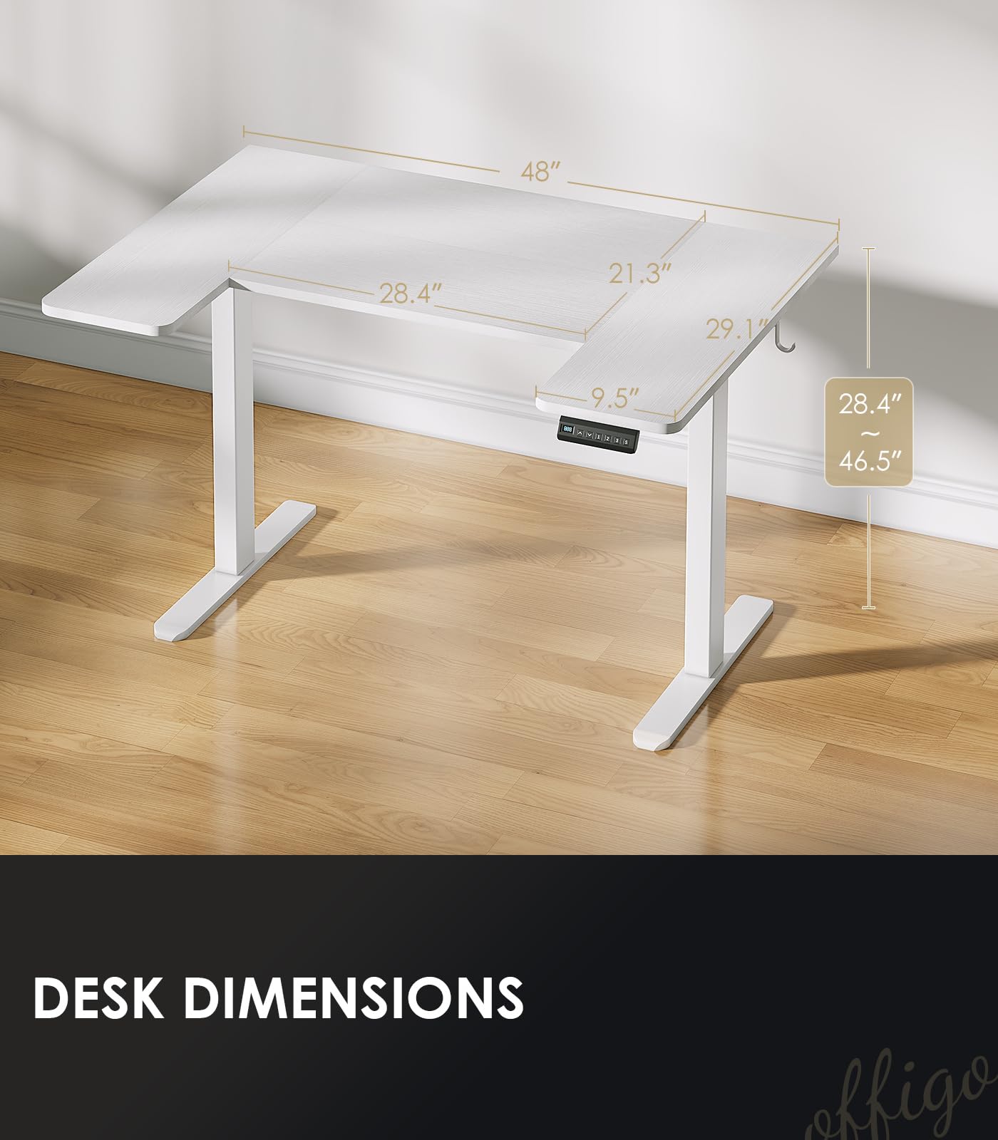 Snapklik.com : U Shaped Electric Standing Desk, 48 Inch Height ...