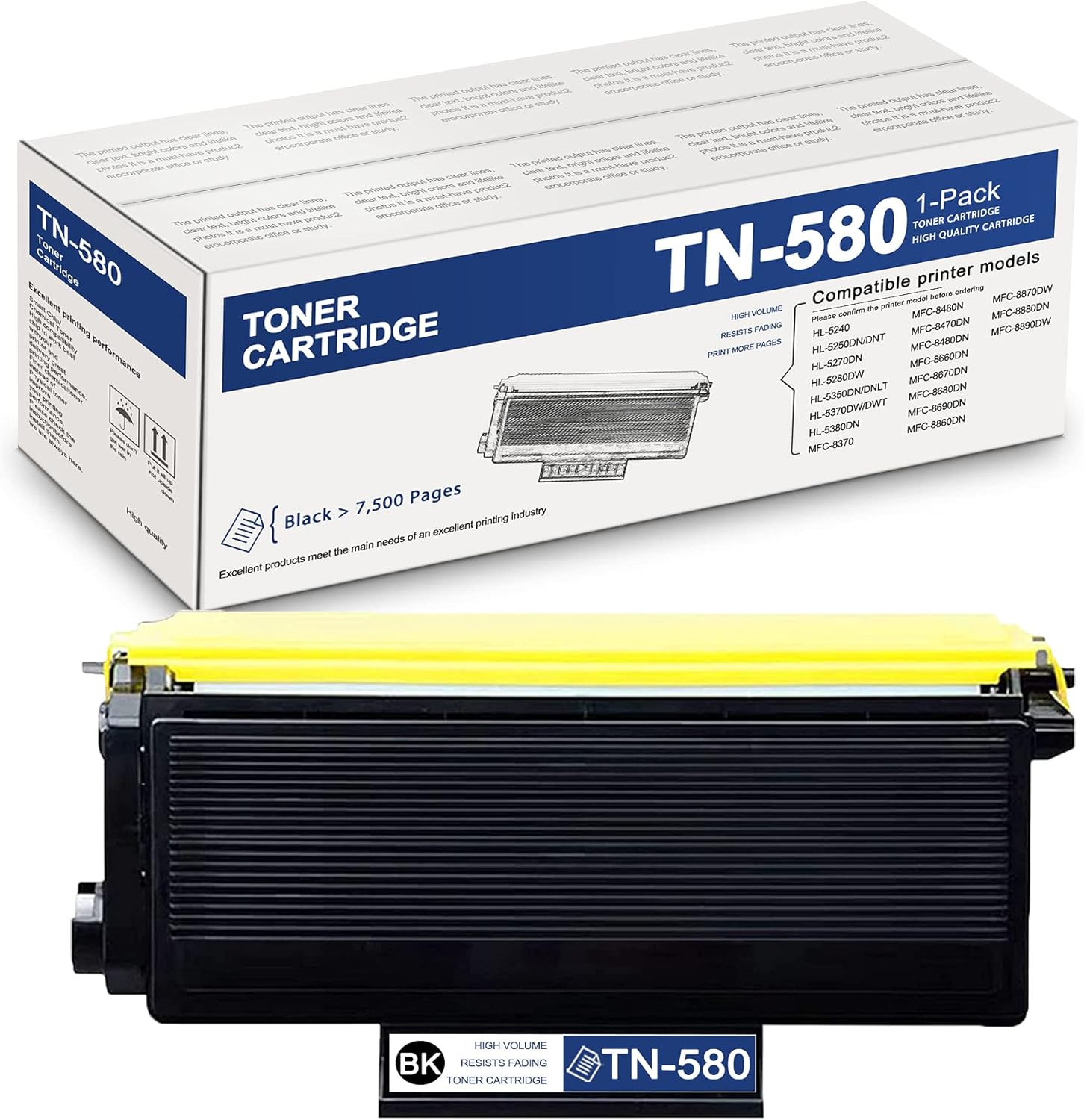1 Pack Black TN580 TN-580 High Yield Compatible Toner Cartridge ...