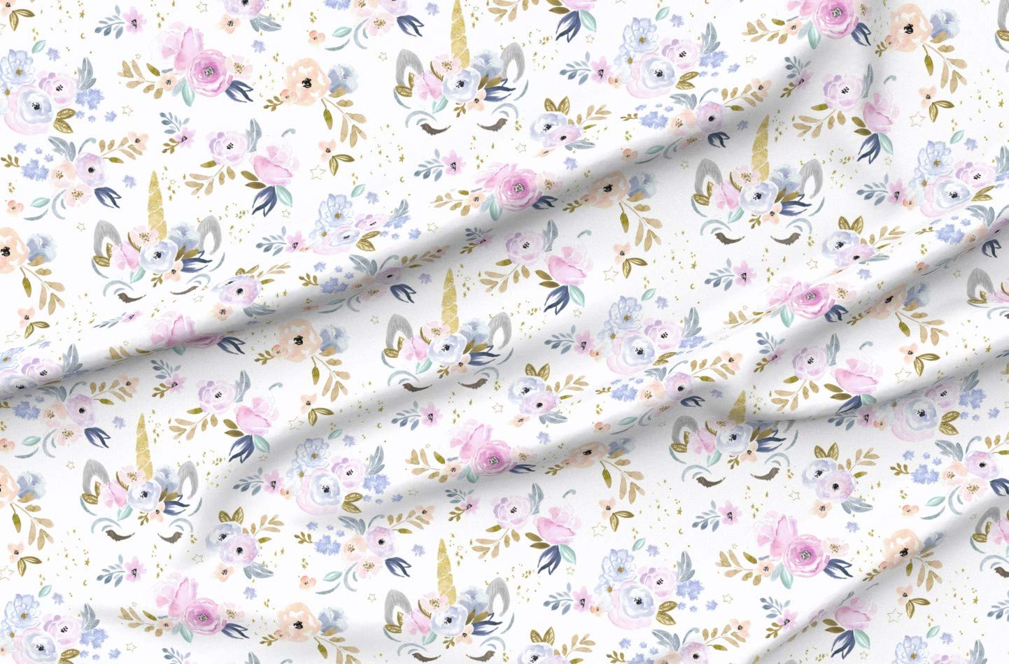 Amazon.com: Spoonflower Fabric - Unicorn Floral Animal Pastel Purple ...