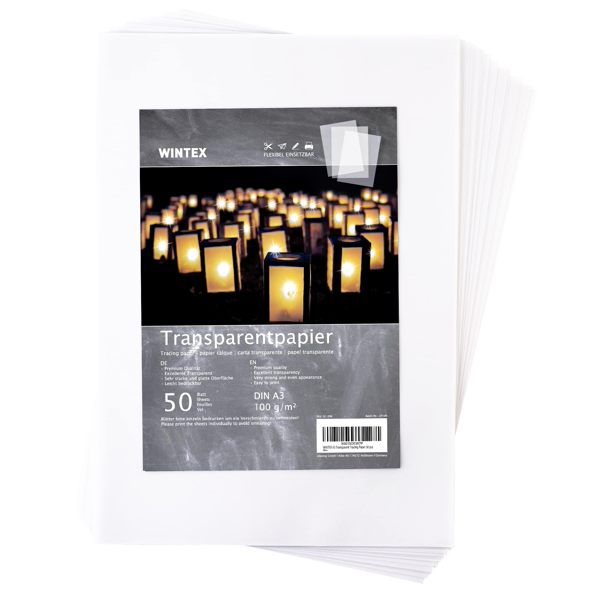 Buy WINTEX Transparent Tracing Paper A3 Pack Of 50 Trace Pad Sheets 