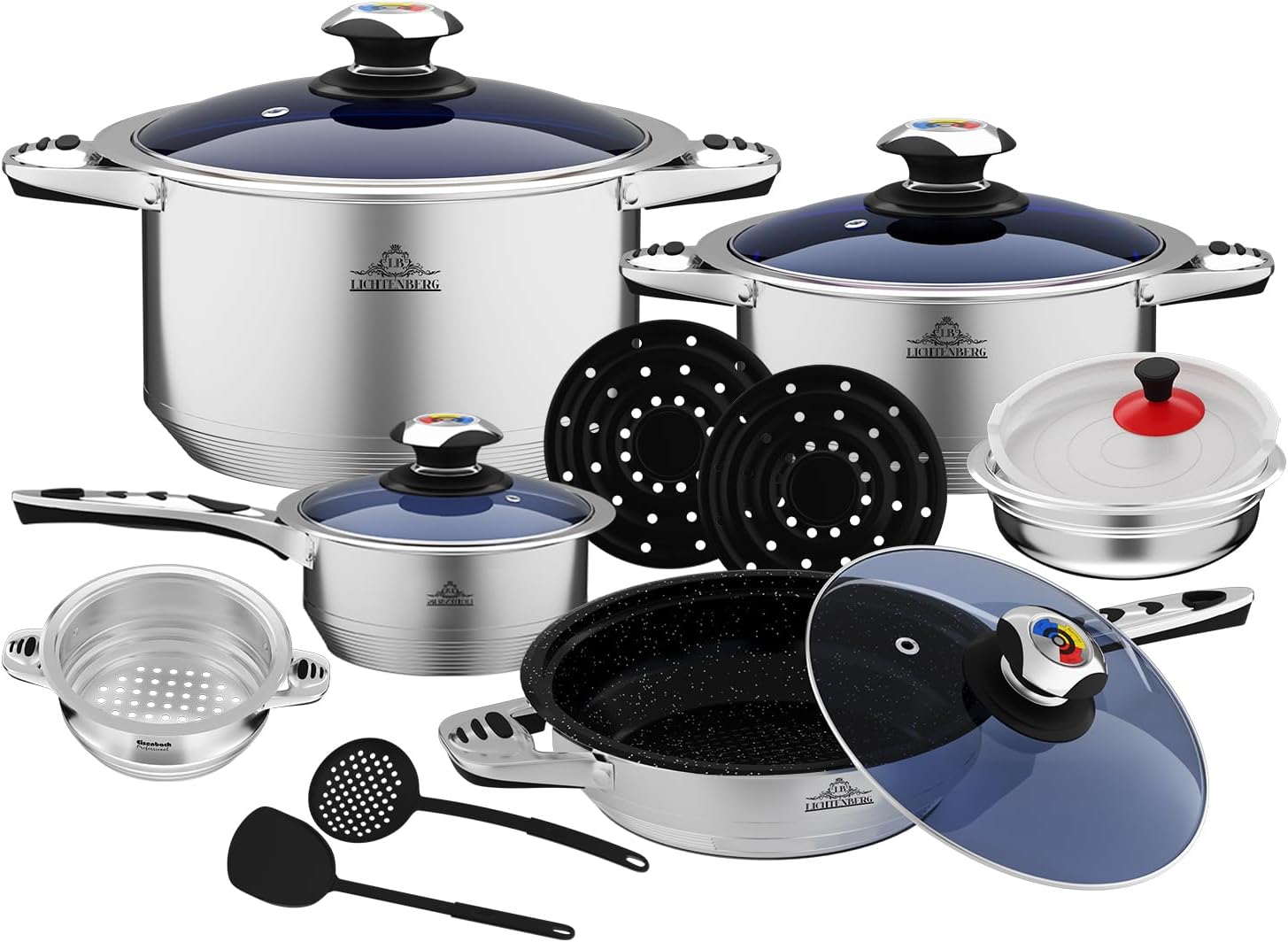 Amazon.de: Topfset,LB 16-Teilig Induktions Töpfe Set,Edelstahl Kochtopf ...