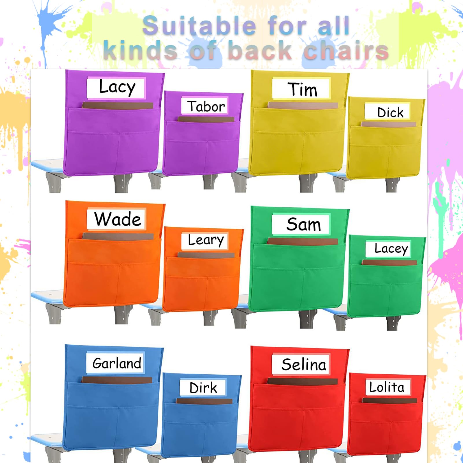 BlyeMichdi 12 Pcs Chair Pockets for Classroom,16.5 x 19 inch Chair ...