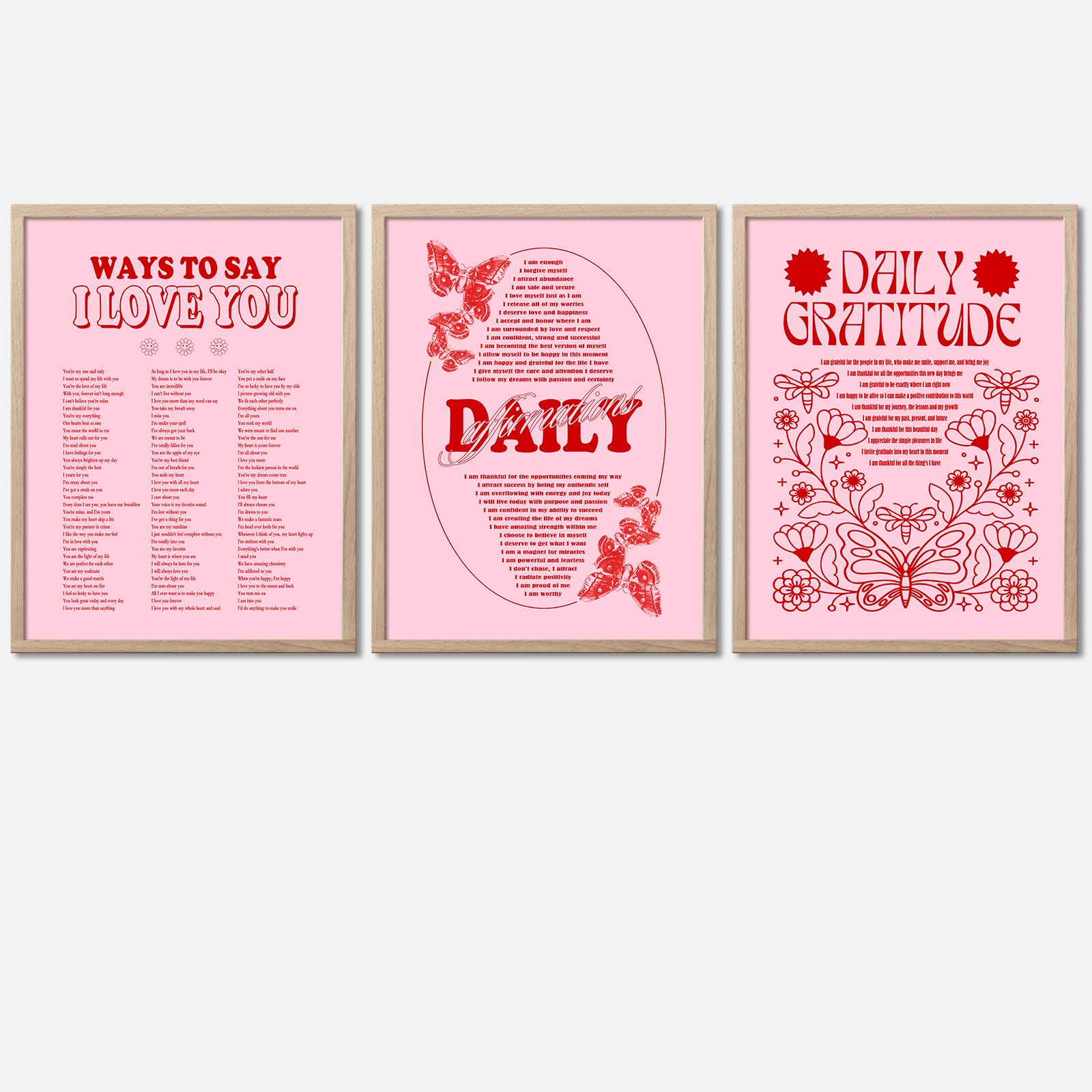 Amazon.com: Set of 3 Positive Affirmations Canvas Wall Art Decor Prints ...