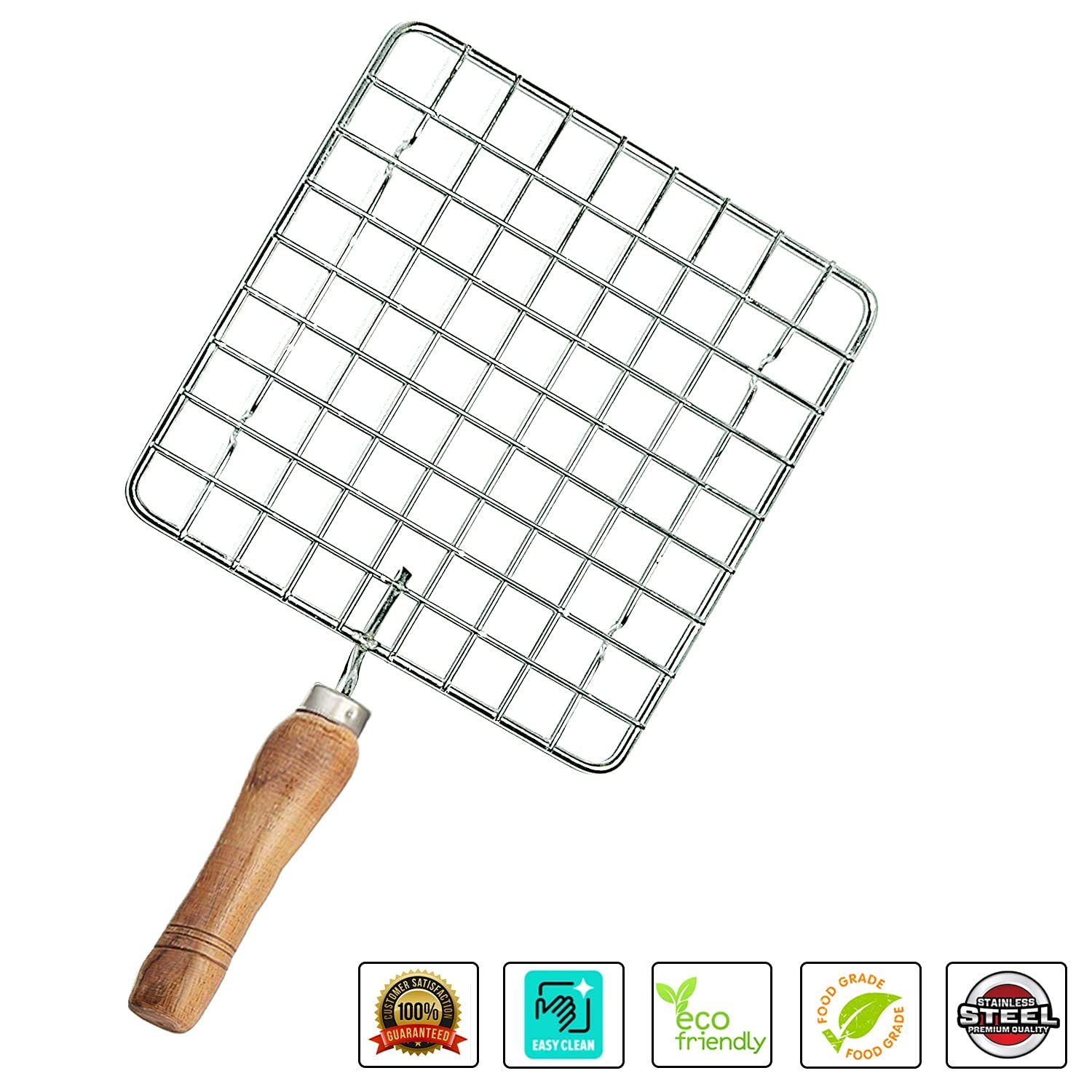 Wooden Handle Roaster Papad Jali, Paneer Grill, Roti Maker, Barbeque