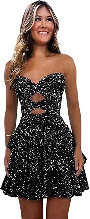Amazon.com: HFAWTBO Sparkly Sequin Homecoming Dresses for Teens ...