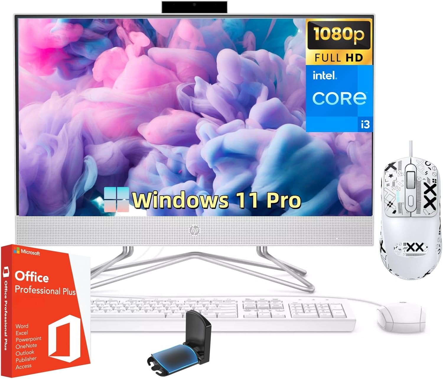 Brandclub - HP All-in-One Desktop PC, 23.8" FHD Display, with Windows 11 Pro & Office Pro ...