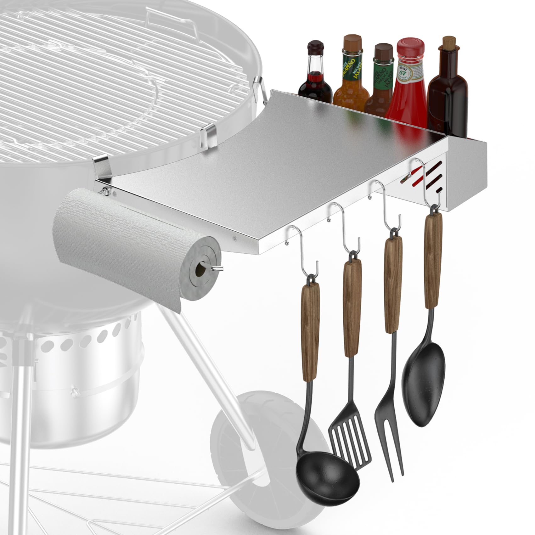 Amazon.com : Charkettle Stainless Steel Kettle Grill Side Table, BBQ ...