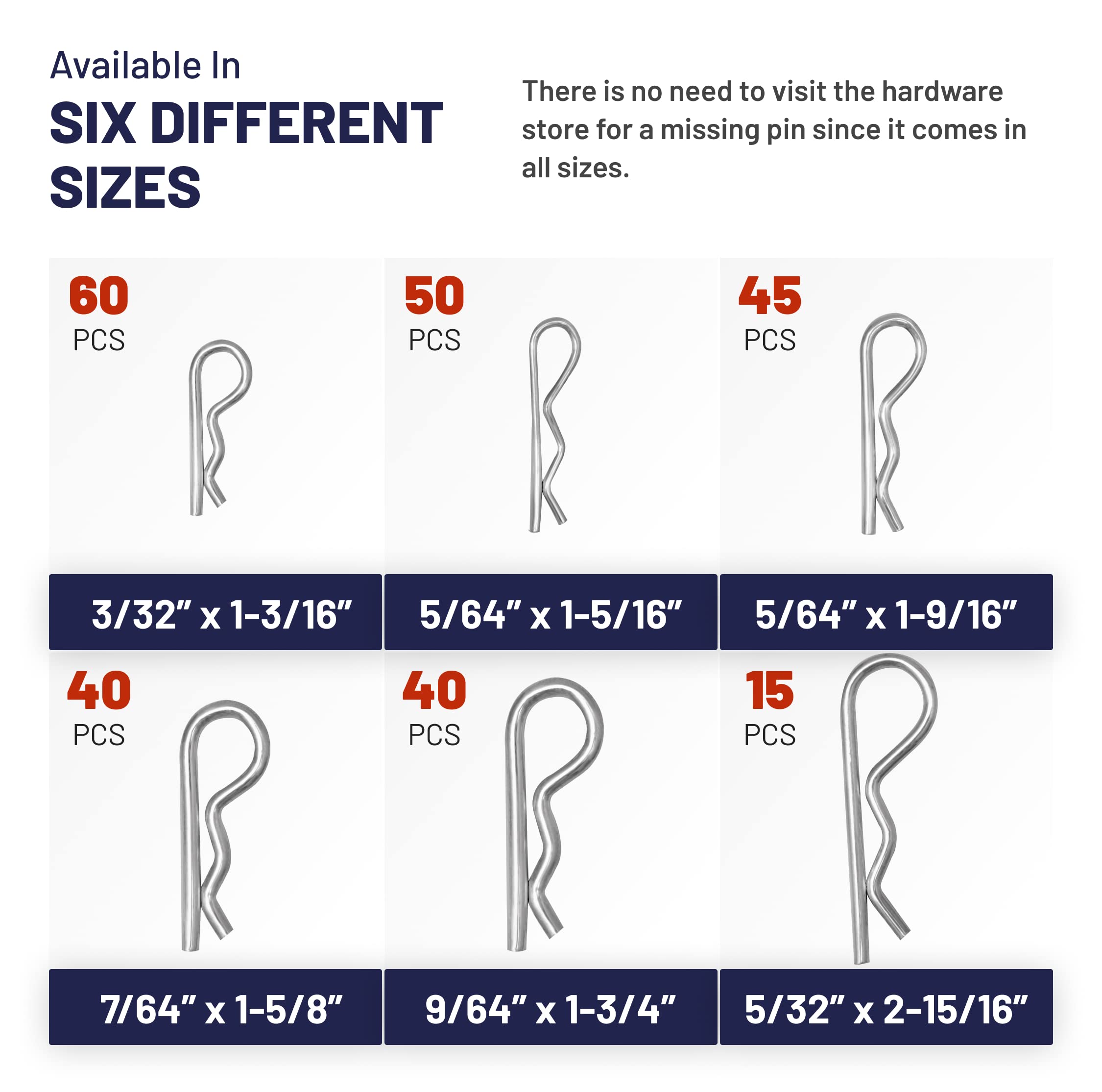 Snapklik.com : JaamZee Cotter Pins 250 Pcs R Pins - Sturdy & Durable ...