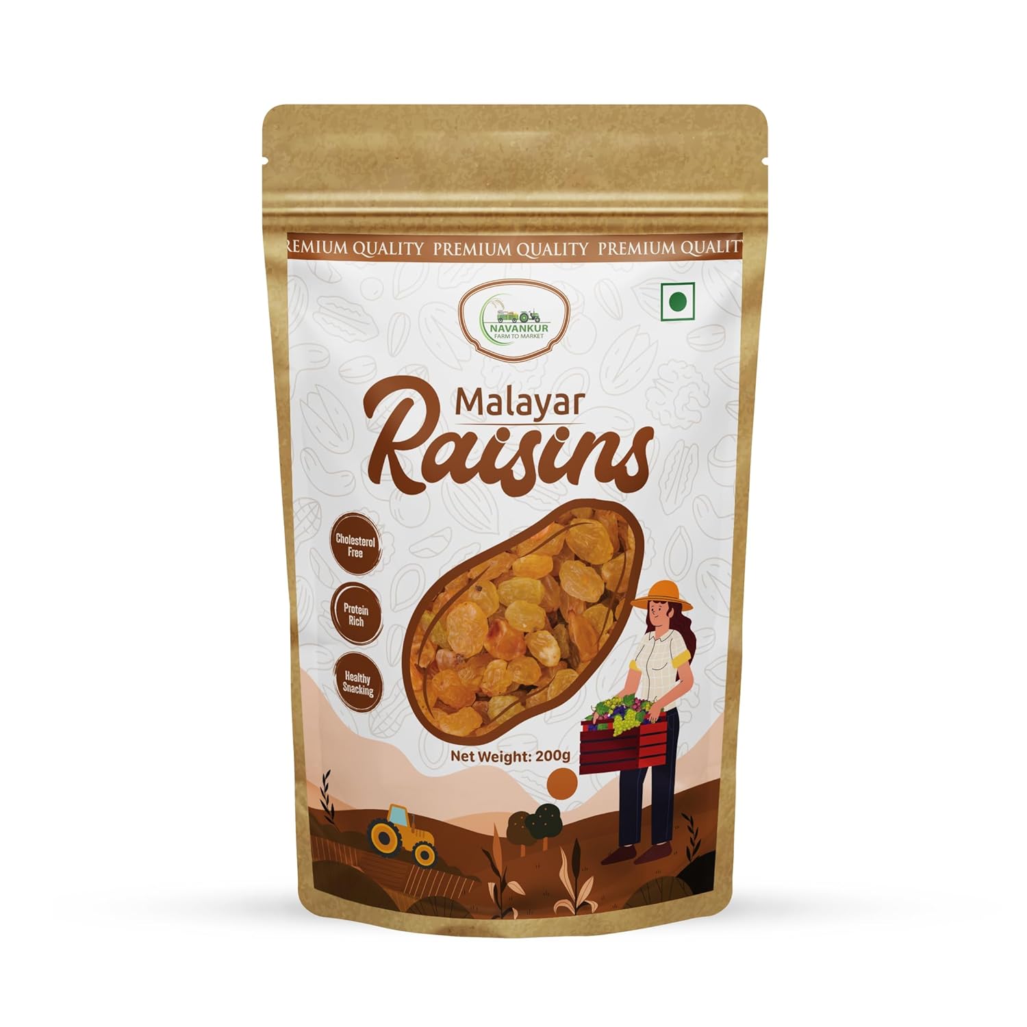 NAVANKUR Malayar Plain Seedless Green Raisin (Kishmish) Dried Grapes ...