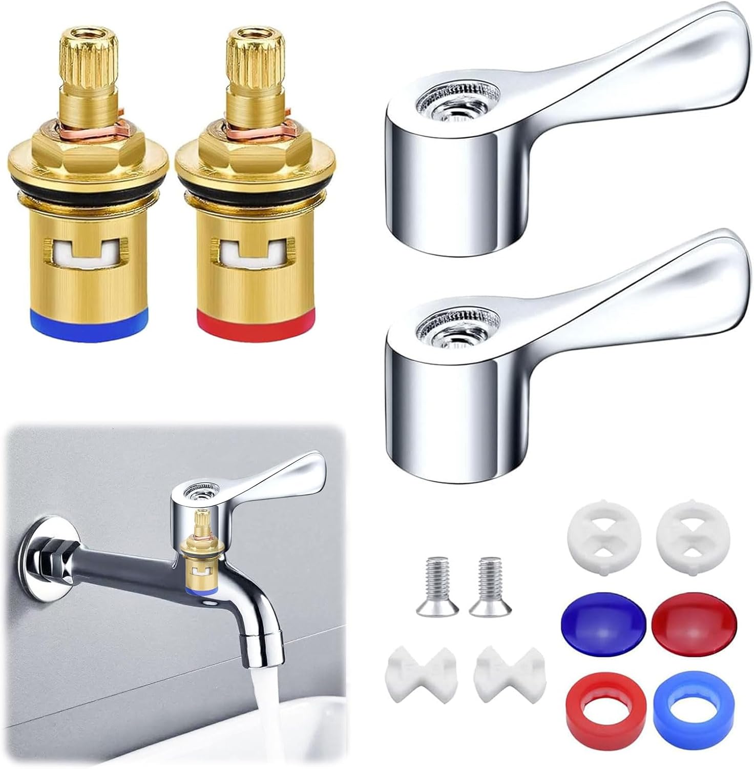 Oiieco 2 Sets Tap Cartridge Replacement, 1/2" Mixer Tap Cartridge with ...