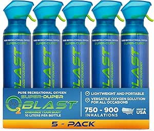 O2 Blast 99.7% Pure Portable Oxygen Cans with Breathing Mask