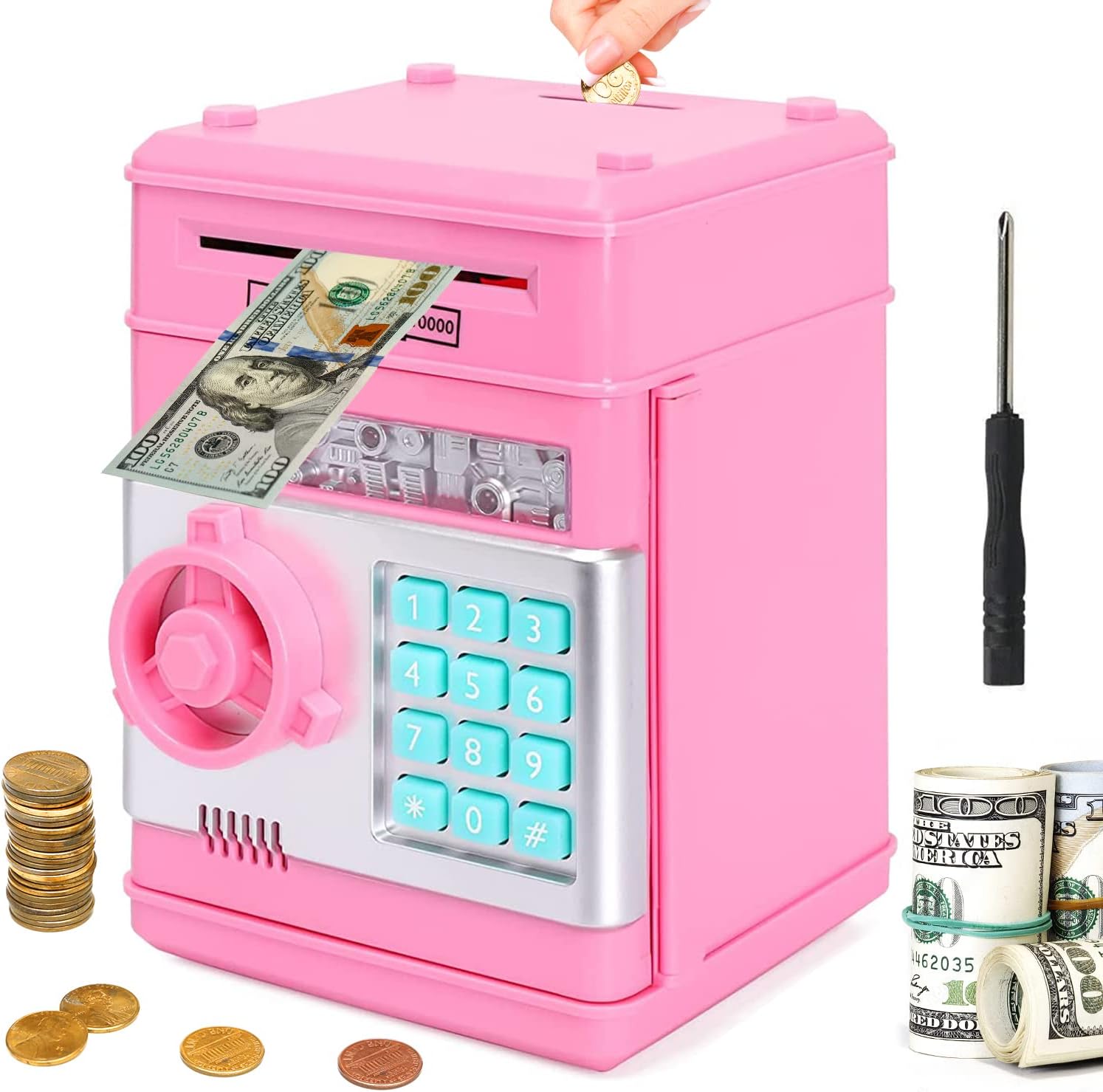 Amazon.com: Piggy Bank, Electronic Money Bank, Safe Mini ATM Cash Coin ...