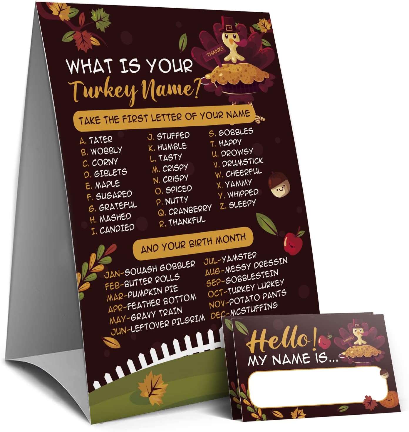 Amazon.com: Thanksgiving Games Sign - What's Your Turkey Name Game ...