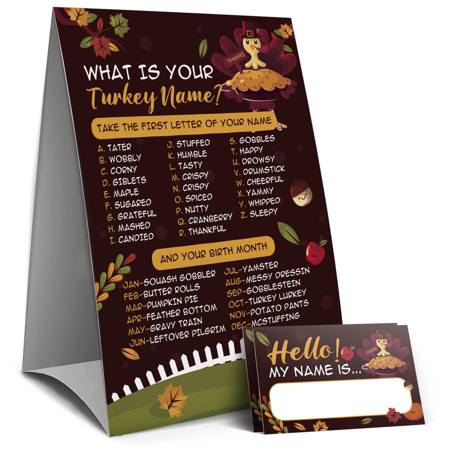 Amazon.com: Thanksgiving Games Sign - What's Your Turkey Name Game ...