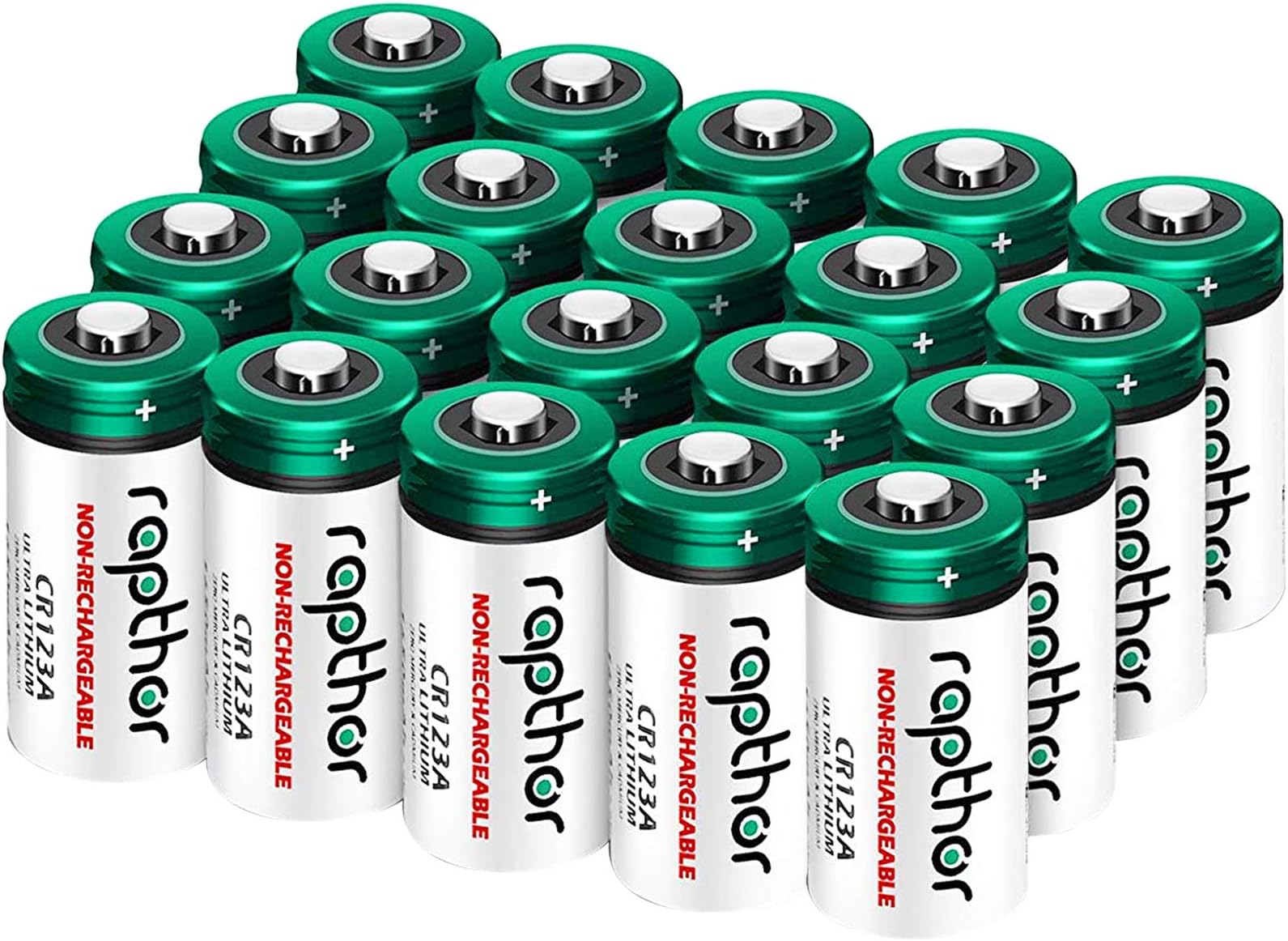 Amazon.com: rapthor CR123A 40pack Lithium Batteries Packs 1650mAh High ...